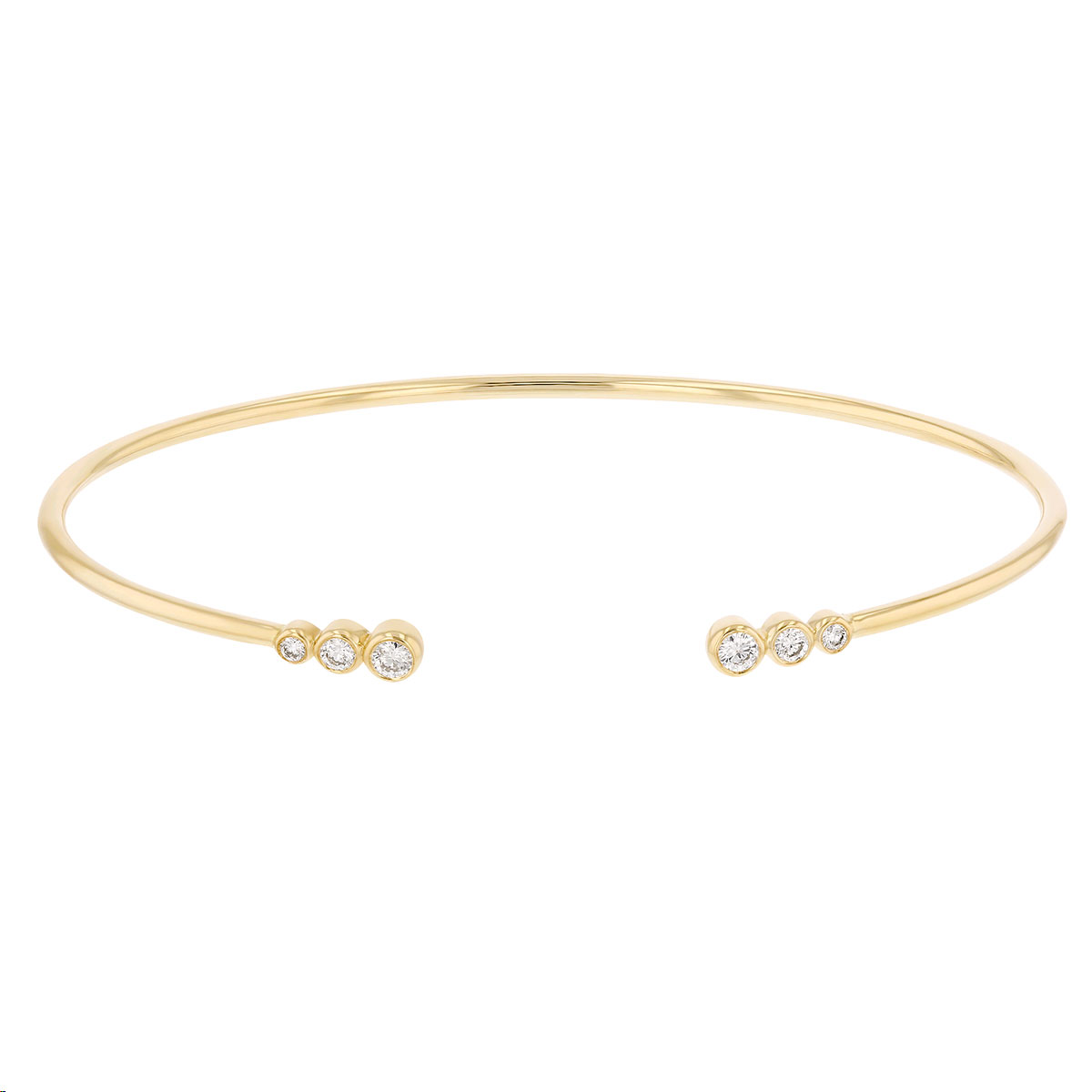 Diamond 6 Station Open Bangle Bracelet in Yellow Gold | Borsheims