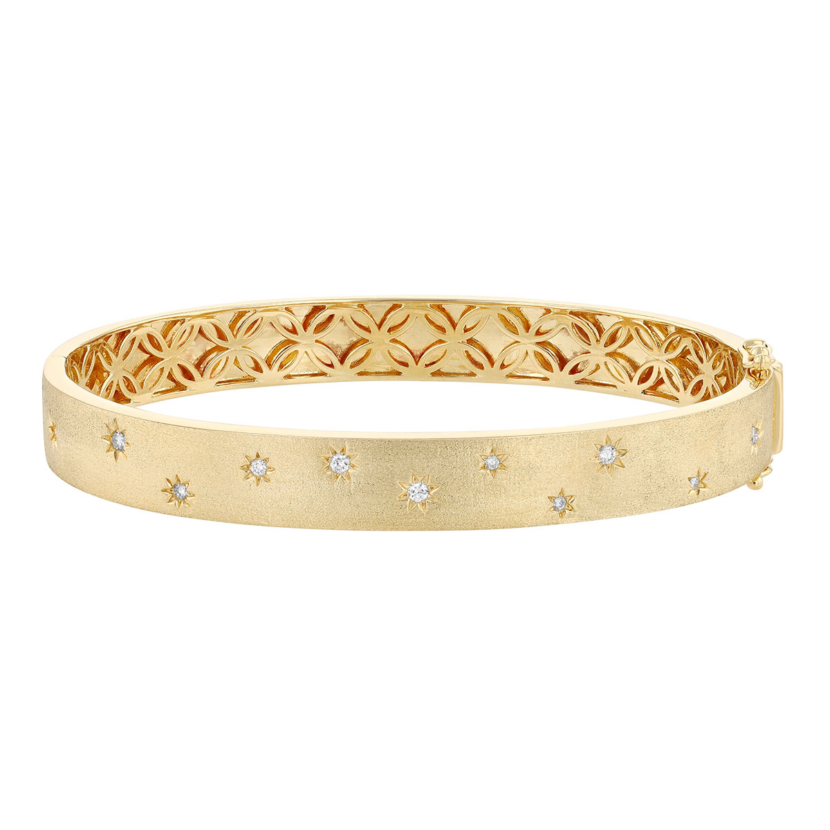 Diamond Scattered Star Pattern Bangle in Satin Yellow Gold | Borsheims