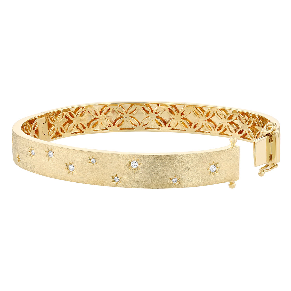 Diamond Scattered Star Pattern Bangle in Satin Yellow Gold | Borsheims