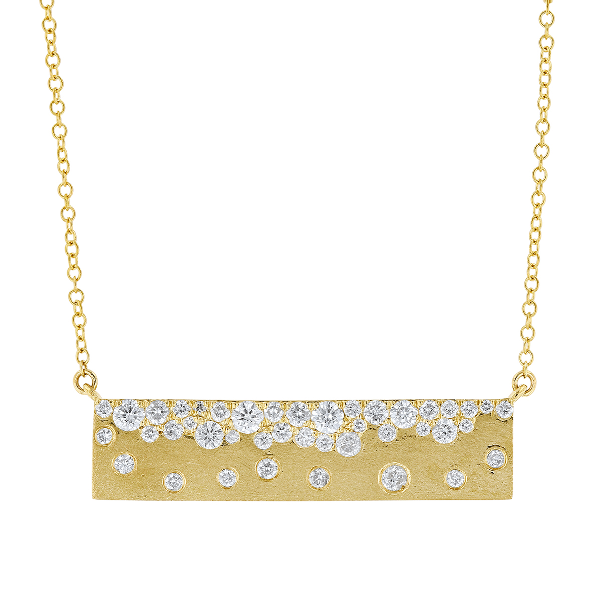 Diamond Scatter Inlay Bar Necklace in Yellow Gold, 18" | Borsheims