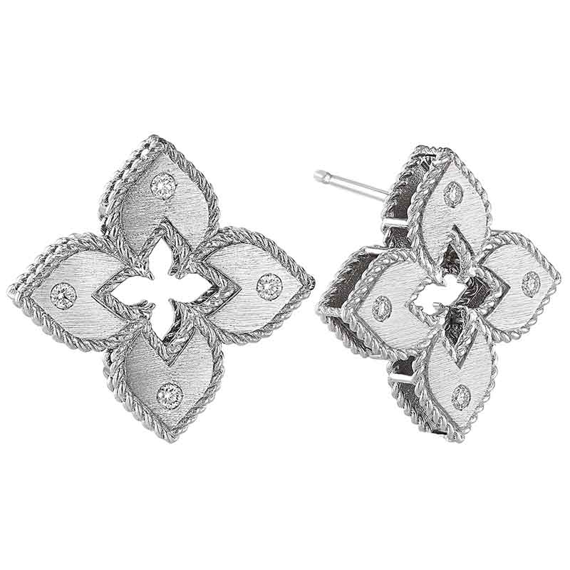 Roberto Coin Venetian Princess Petite White Gold Post Earrings with Diamonds 7772824AWERX Borsheims