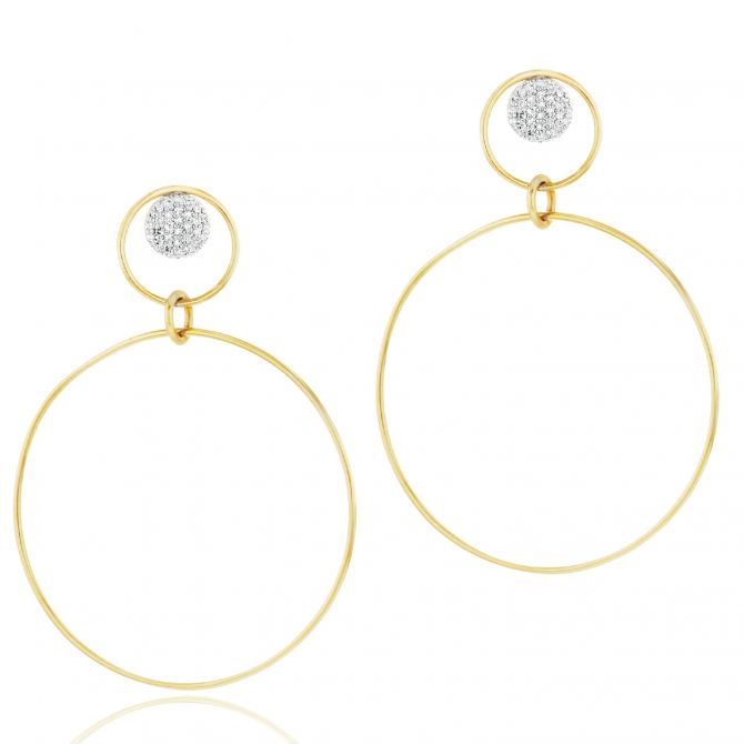 Phillips House Infinity Pavé Diamond & Yellow Gold Open Loop Earrings | E1715DY | Borsheims