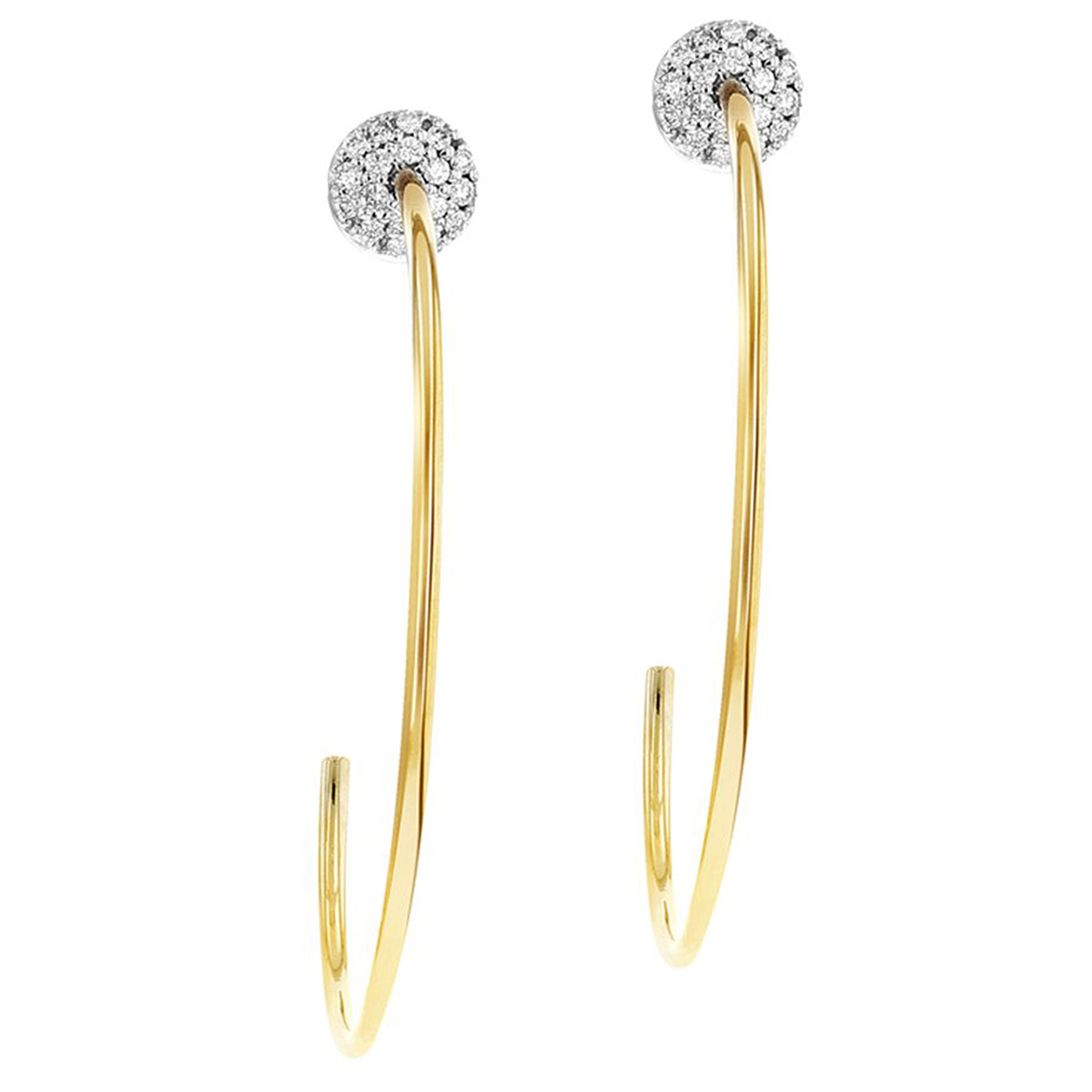 Phillips House Infinity Yellow Gold Hoop Earrings with Pavé Disc Posts | E1720DY | Borsheims