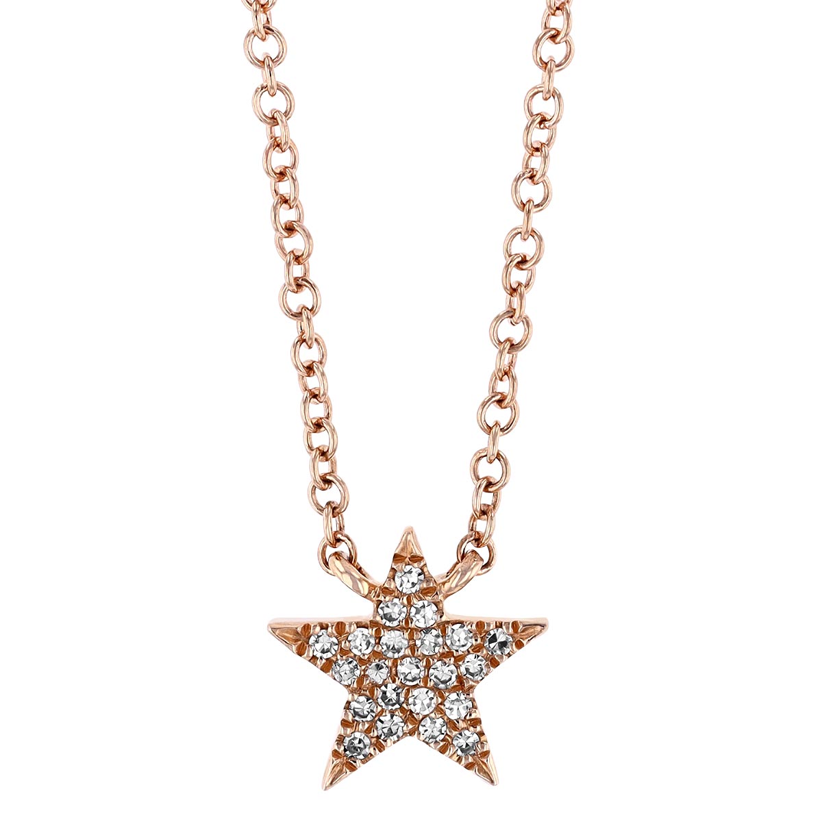 Diamond Pavé Small Star Necklace in Rose Gold, 18" | Borsheims