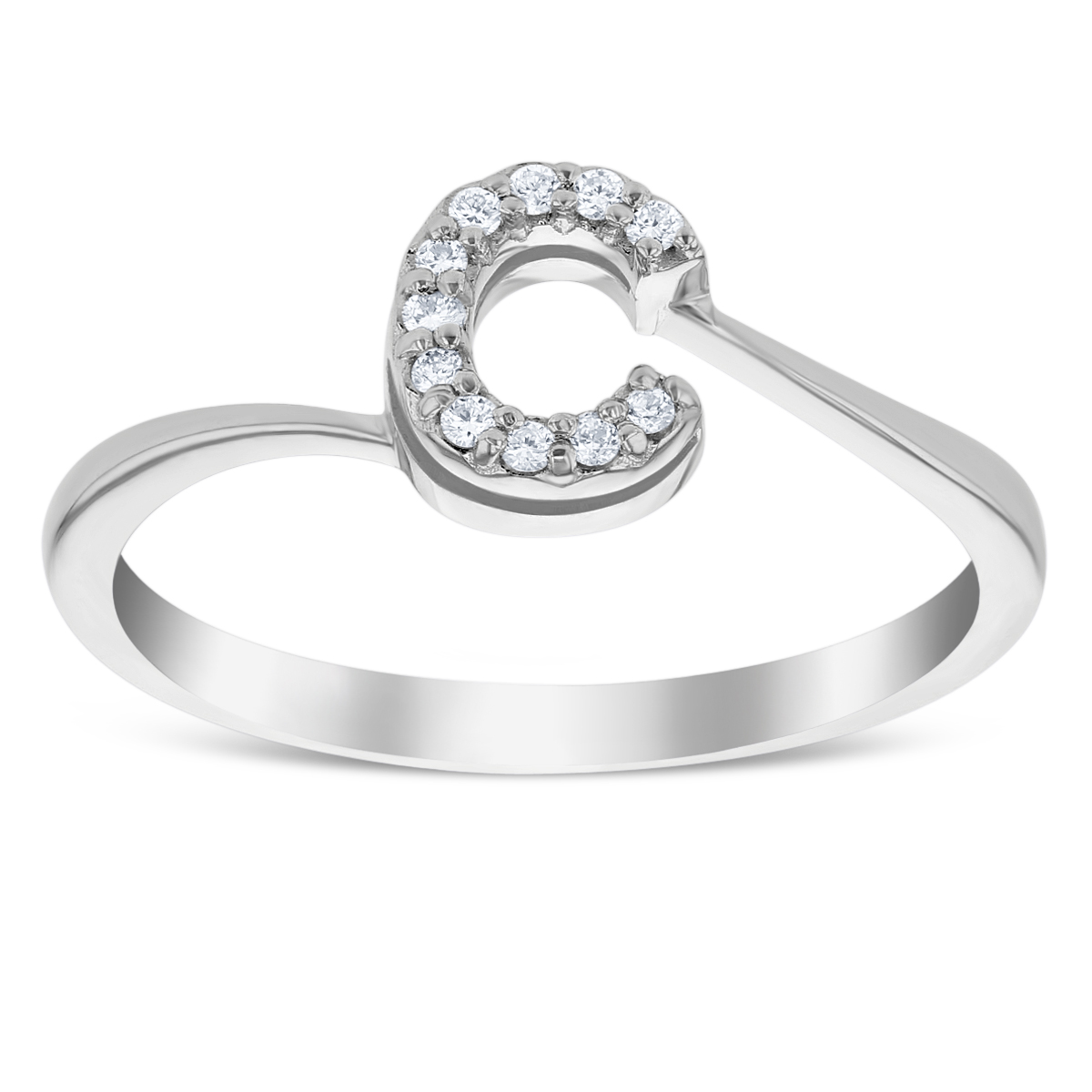 Roberto Coin Diamond Initial Ring "C" in 18K White Gold | 001634AWLRXC ...