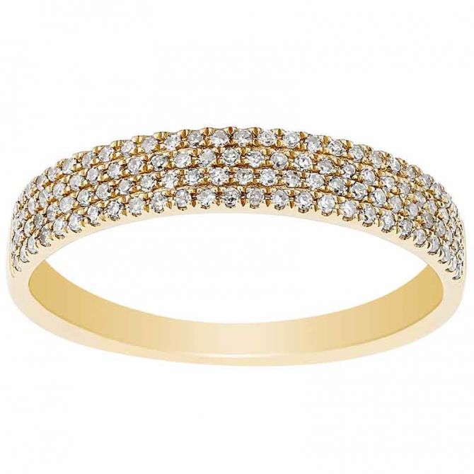 Diamond Pavé 4 Row Ring in Yellow Gold | Borsheims