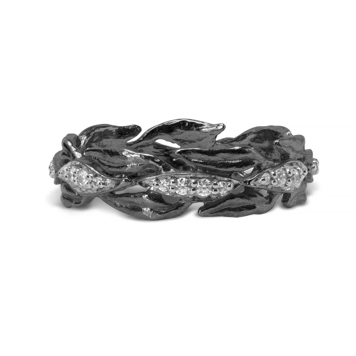 Michael Aram Laurel Ring with Diamonds in Sterling Silver & Black ...