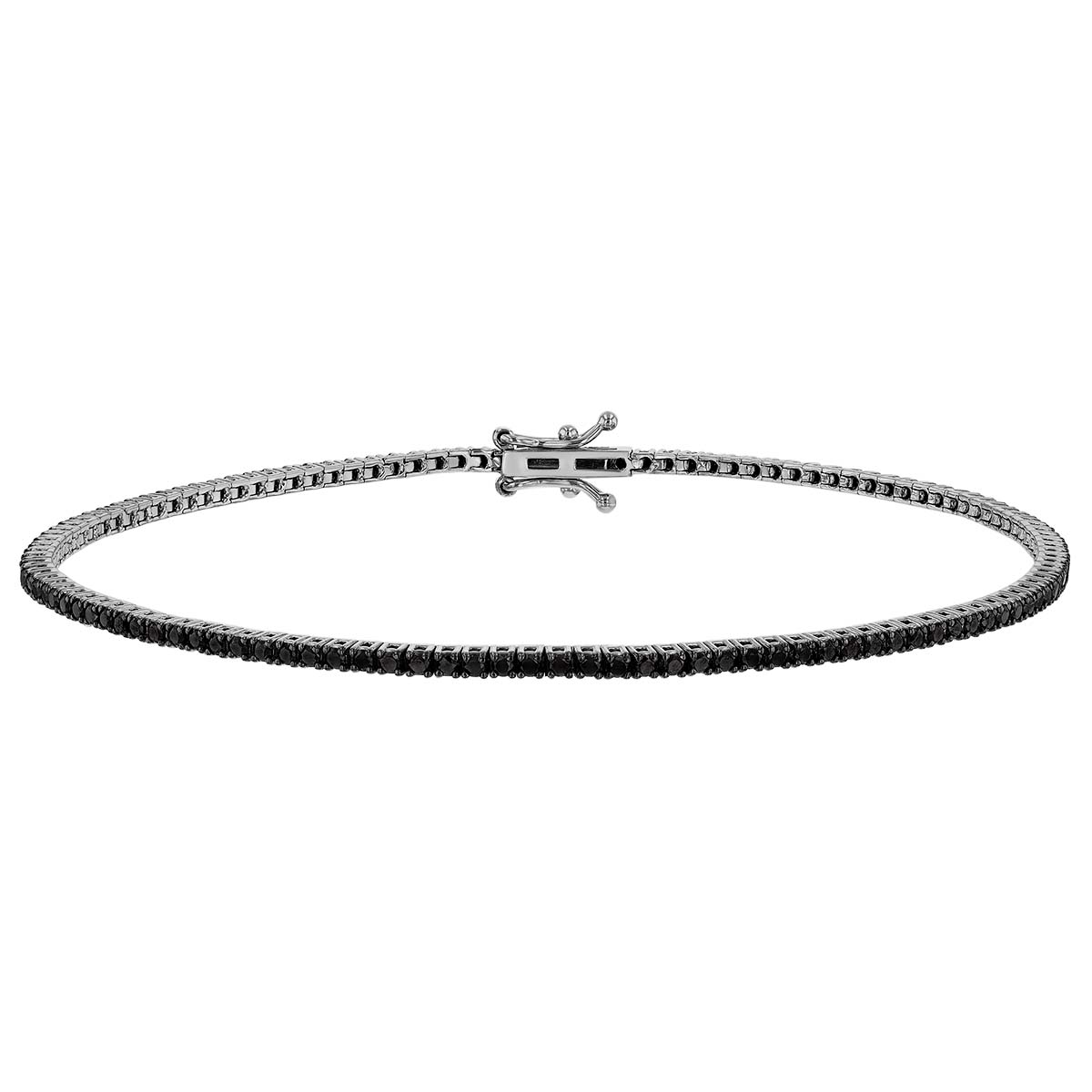 Round Black Diamond Tennis Bracelet In White Gold 8 1 52 Cttw