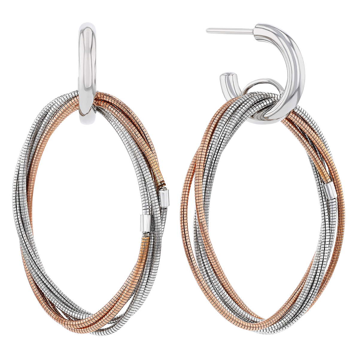Pesavento DNA Spring Sterling Silver & Rose Tone Oval Dangle Hoop ...