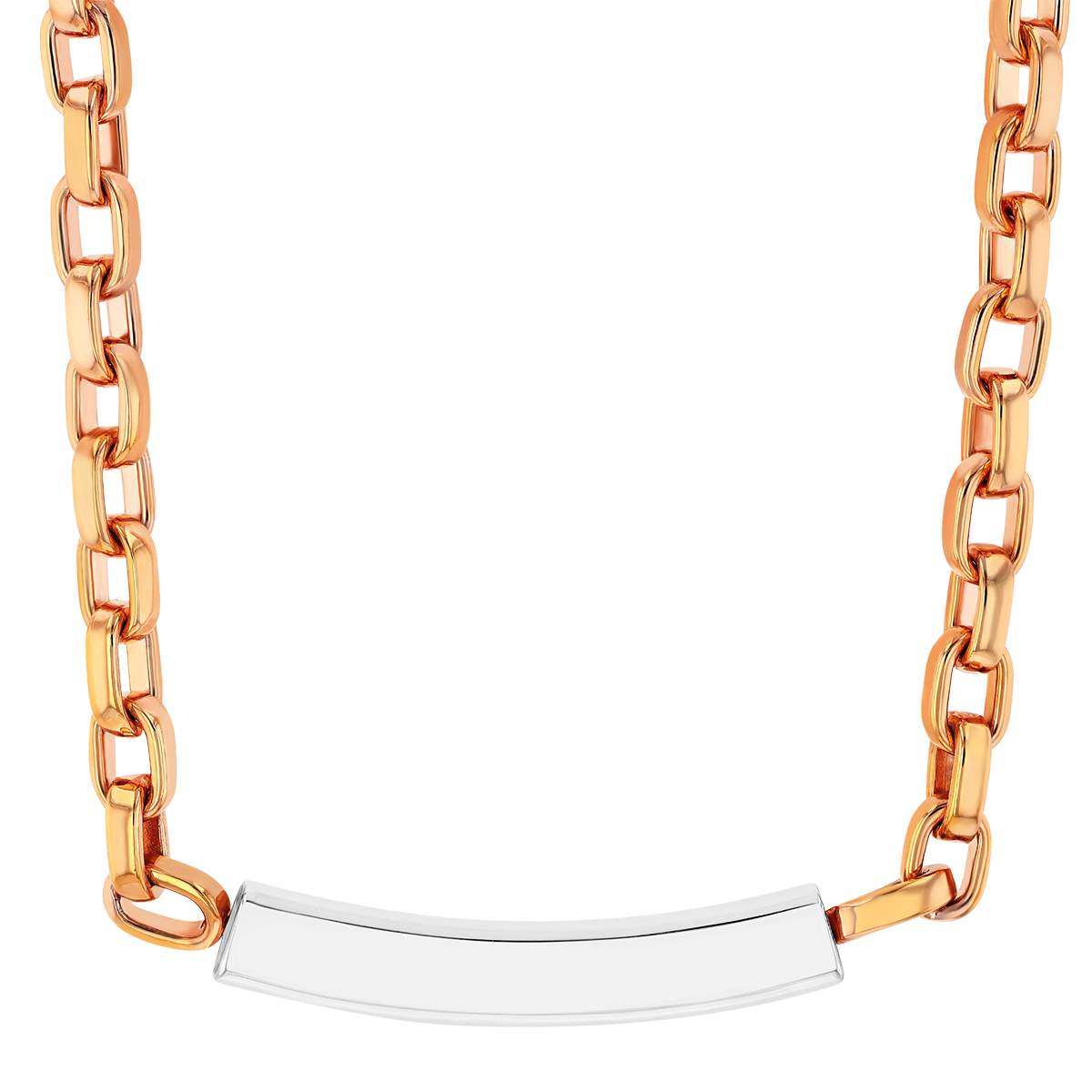 Pesavento Forever Chic White Tone Bar & Rose Tone Rolo Chain Necklace ...