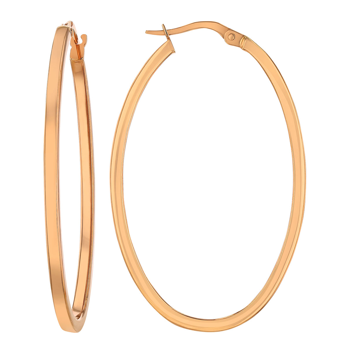 Roberto Coin Rose Gold Large Square Edged Oval Hoop Earrings | 556027AXER00 | Borsheims