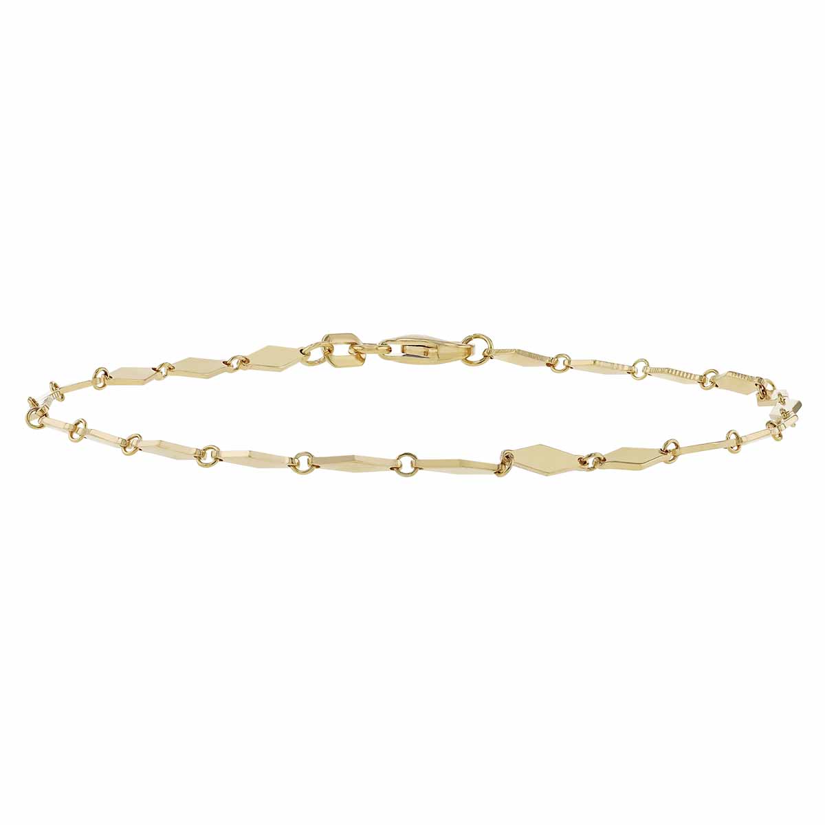 Yellow Gold Flat Diamond Shaped Link Chain Bracelet | Borsheims