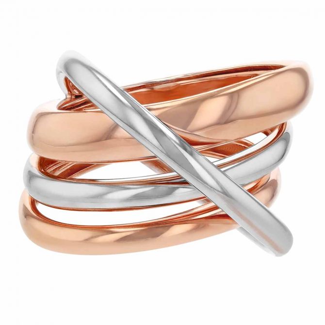 Pesavento Rose Tone & Sterling Silver Crossover Ring | WPLVA1889M ...