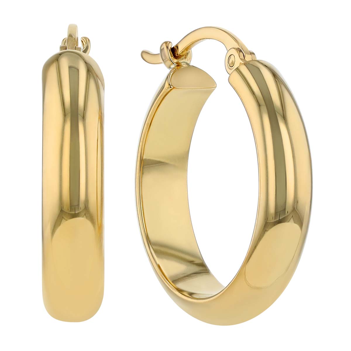 Yellow Gold Rounded Edge Wide Hoop Earrings, 18 mm | Borsheims