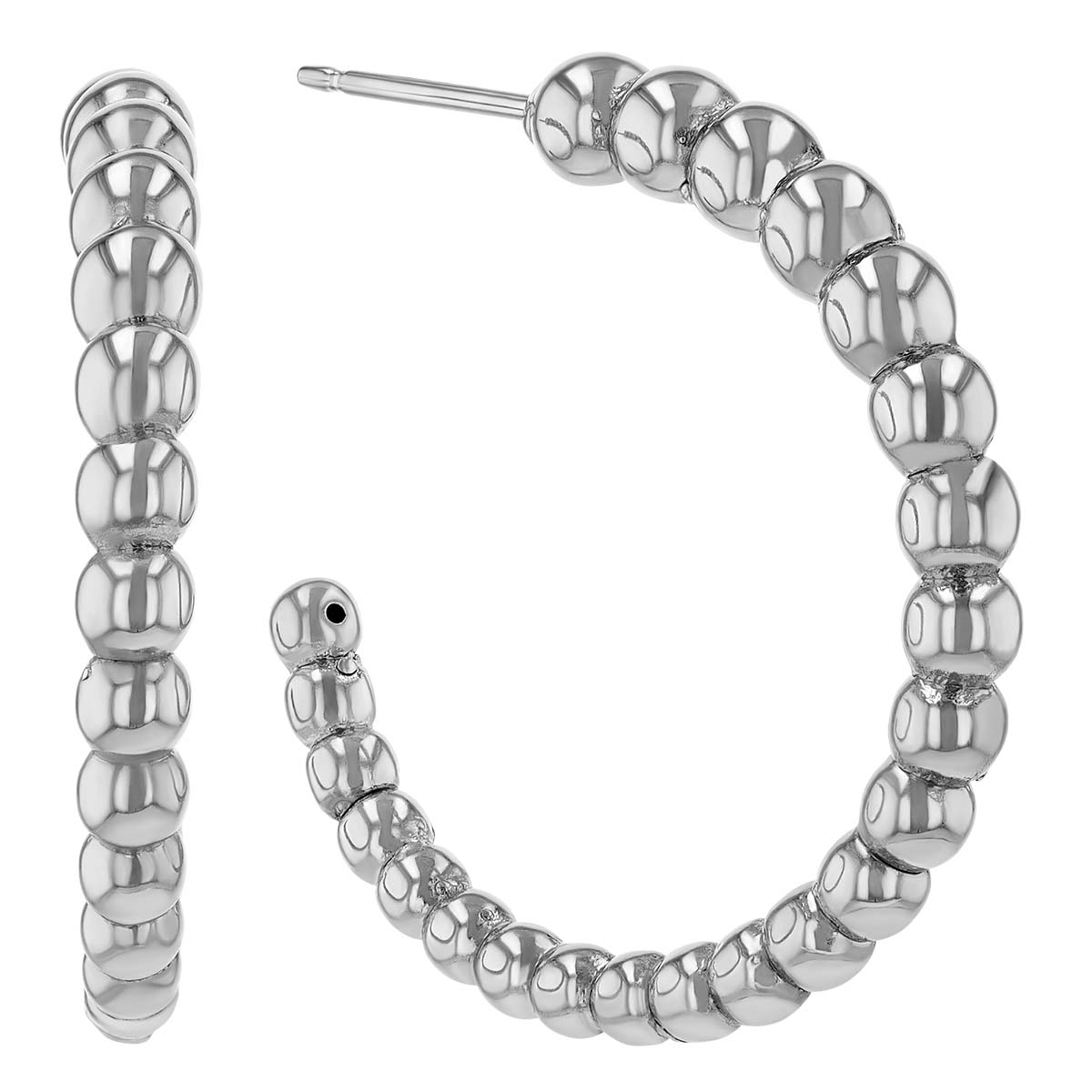 Sterling Silver Graduated Bead Open Hoop Earrings | Borsheims