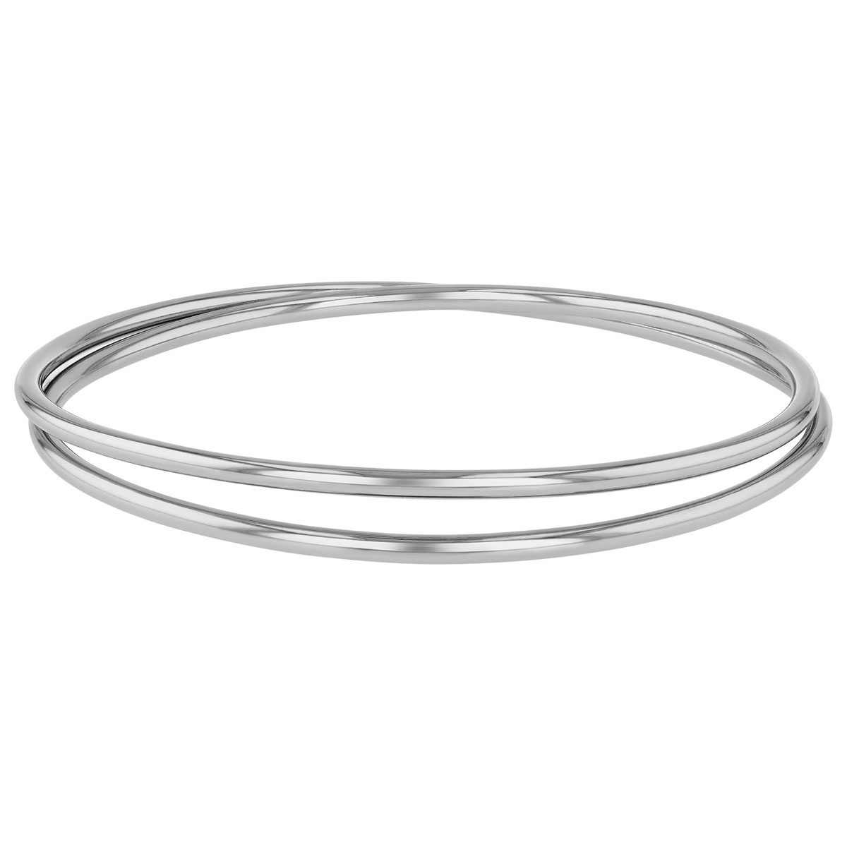 Sterling Silver Double Crossover Rounded Edge Bangle Bracelet | Borsheims