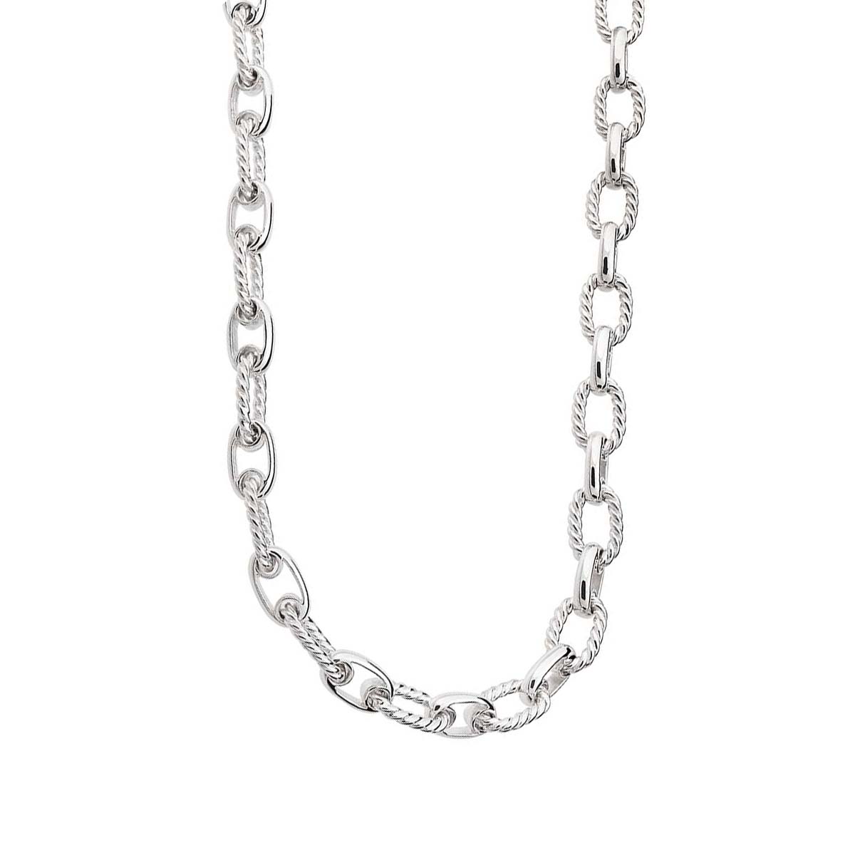 Tane Ana Sterling Silver Alternating Textured Link Chain Necklace, 20.5 ...
