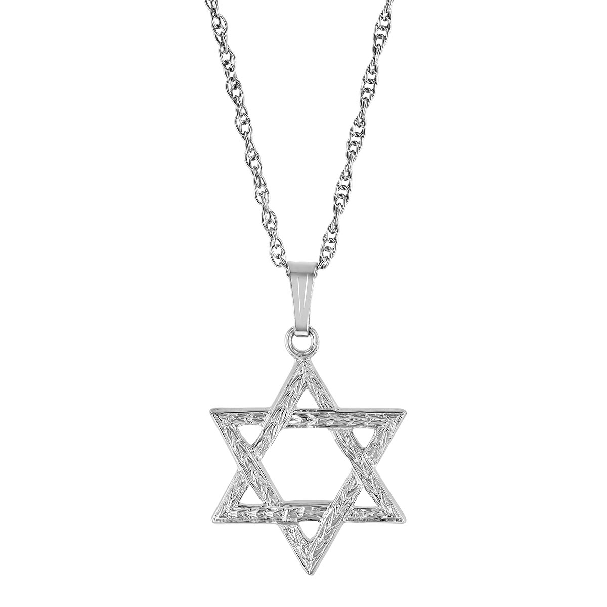 Sterling Silver Textured Star of David Pendant, 18" | Borsheims