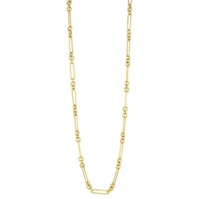 Yellow Gold Alternating Paperclip & Round Link Chain Necklace, 20 ...