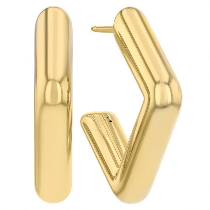 Yellow Gold Rounded Edge Open Square Hoop Earrings | Borsheims