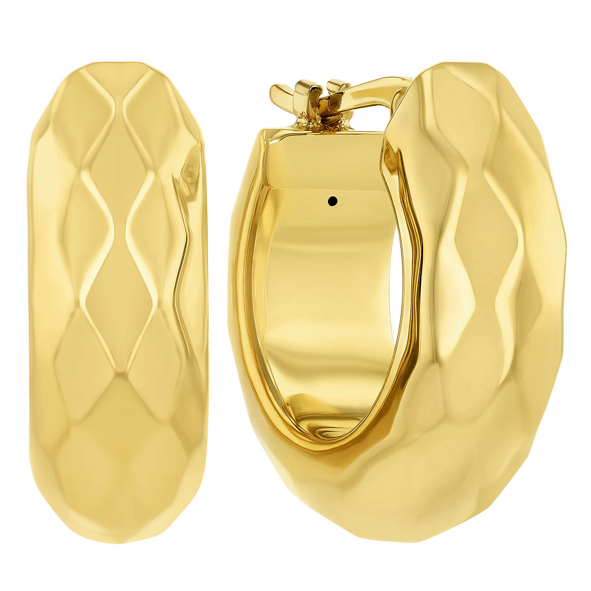 Yellow Gold Faceted Huggie Hoop Earrings | Borsheims