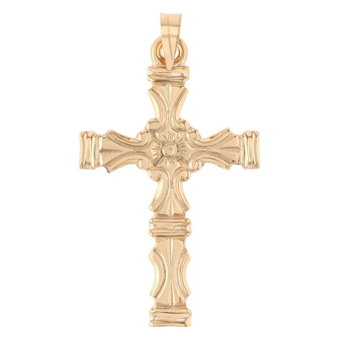 Yellow Gold Embellished Cross Charm | Borsheims