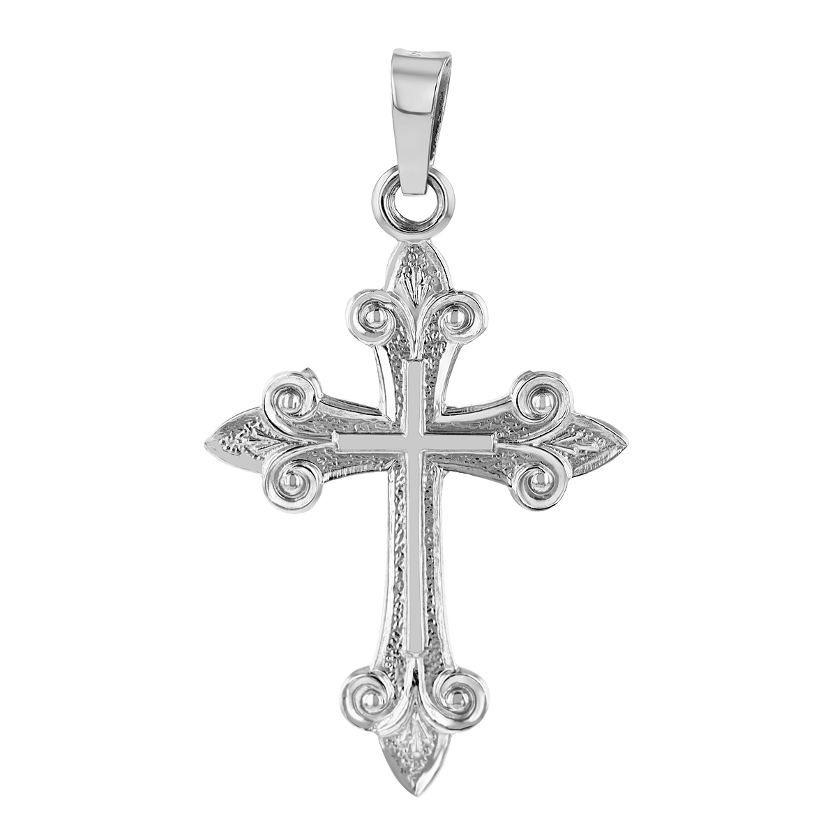 White Gold Budded Cross Charm | Borsheims