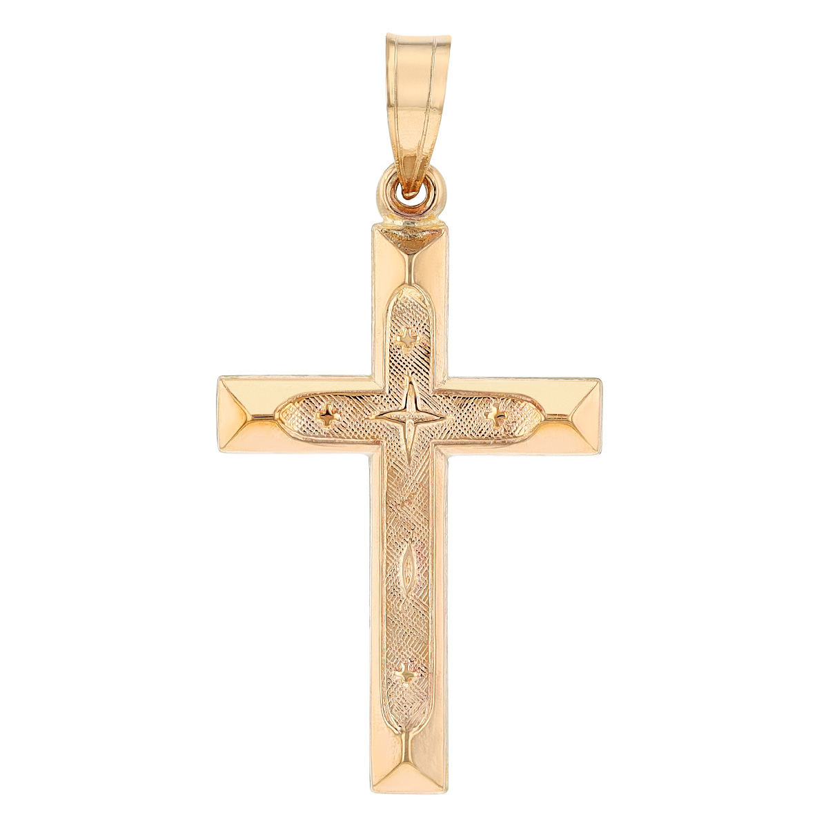 Yellow Gold Etched Center Cross Charm | Borsheims