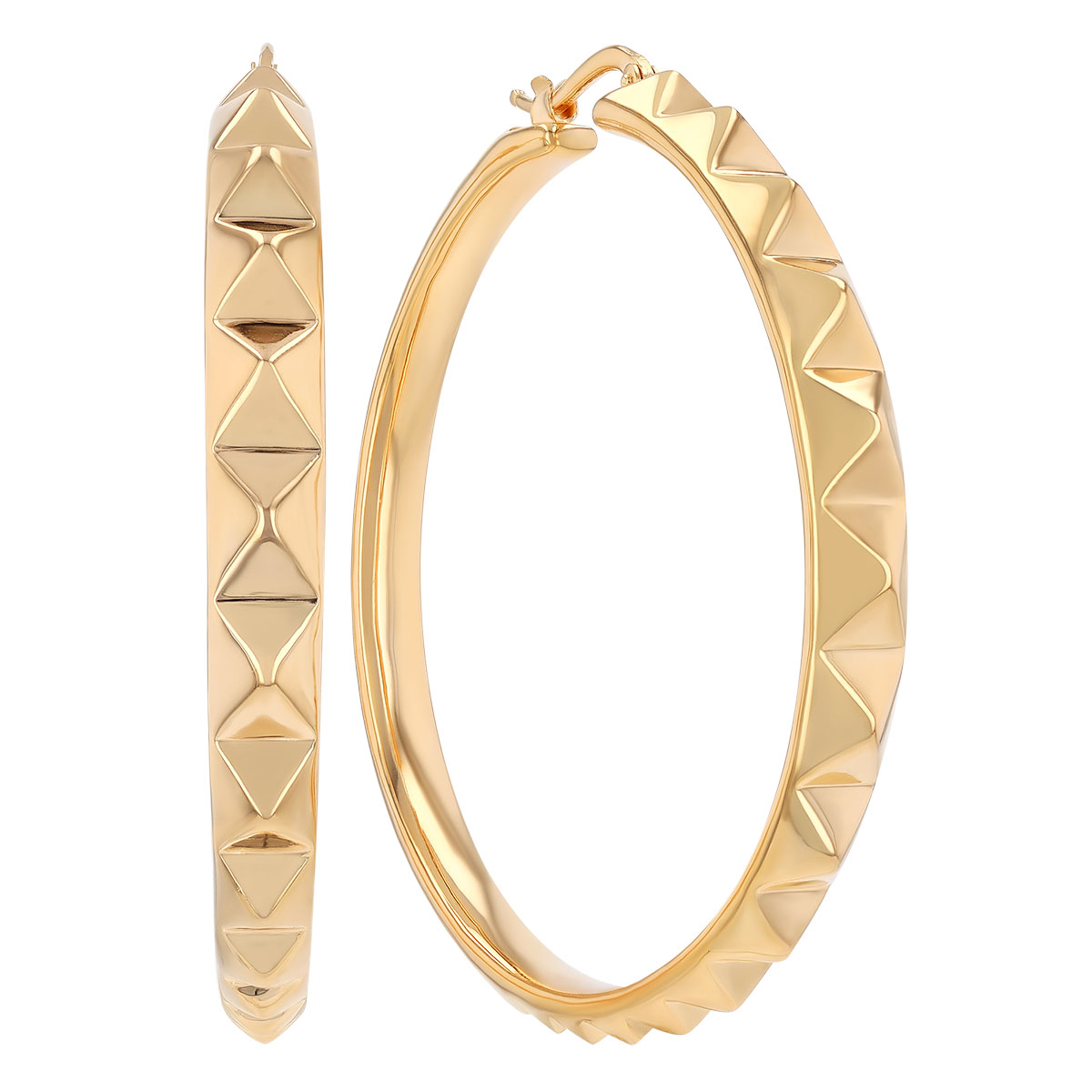 Roberto Coin Yellow Gold Graduated Pyramid Shape Hoop Earrings ...