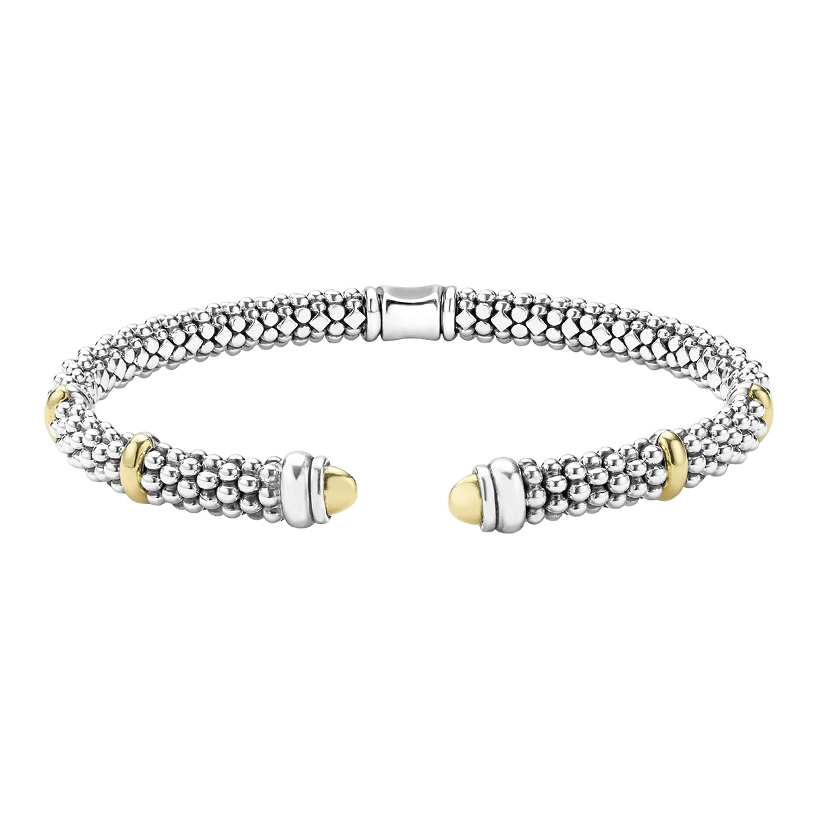 LAGOS Signature Caviar Versa Torque Yellow Gold Station Caviar Beaded ...