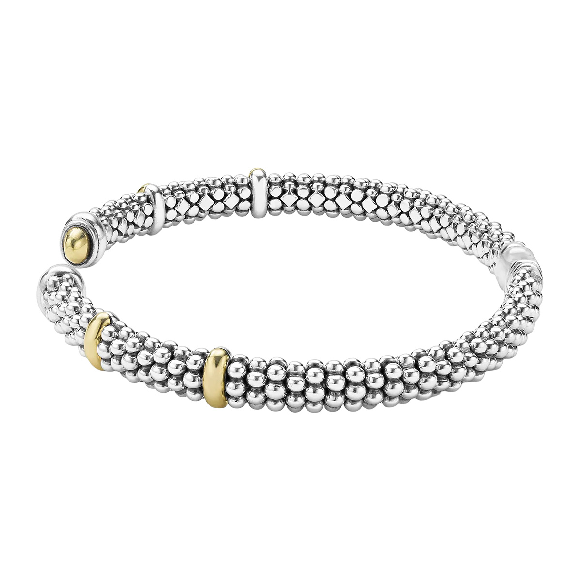 LAGOS Signature Caviar Versa Torque Yellow Gold Station Caviar Beaded ...