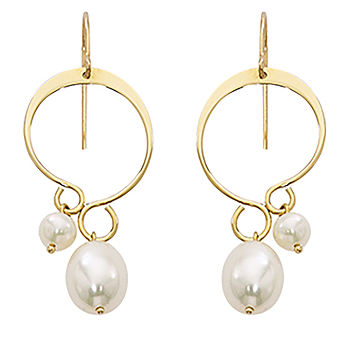 White Freshwater Cultured Pearl Staggered Fancy Loop Drop Earrings in ...