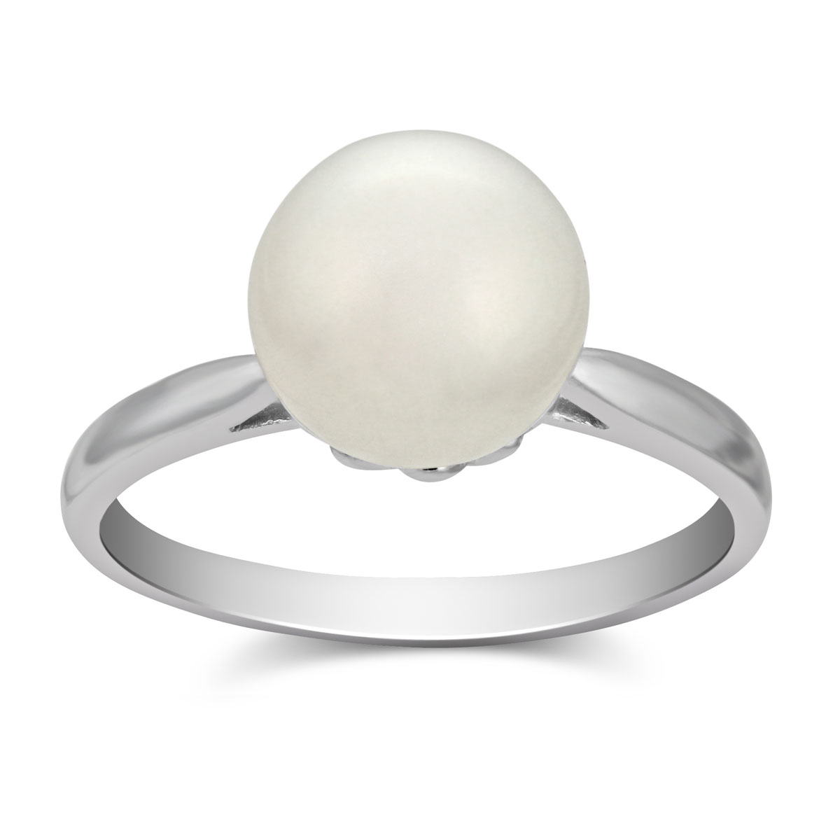 TARA Pearls White Freshwater Cultured Pearl Solitaire Ring in White ...