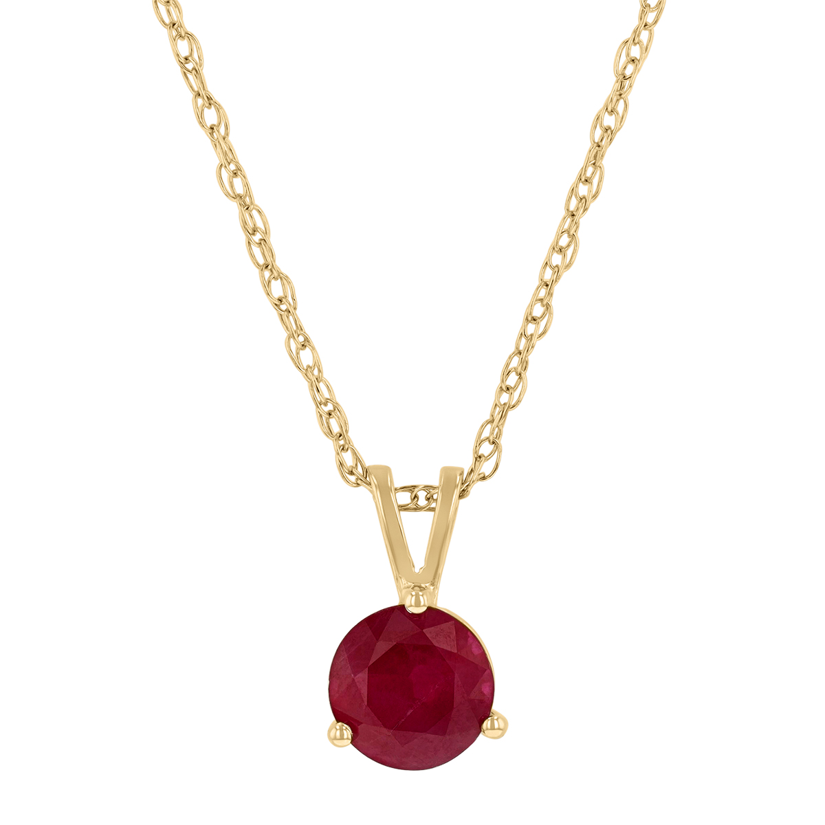 Round Ruby Pendant in Yellow Gold, 18" | Borsheims