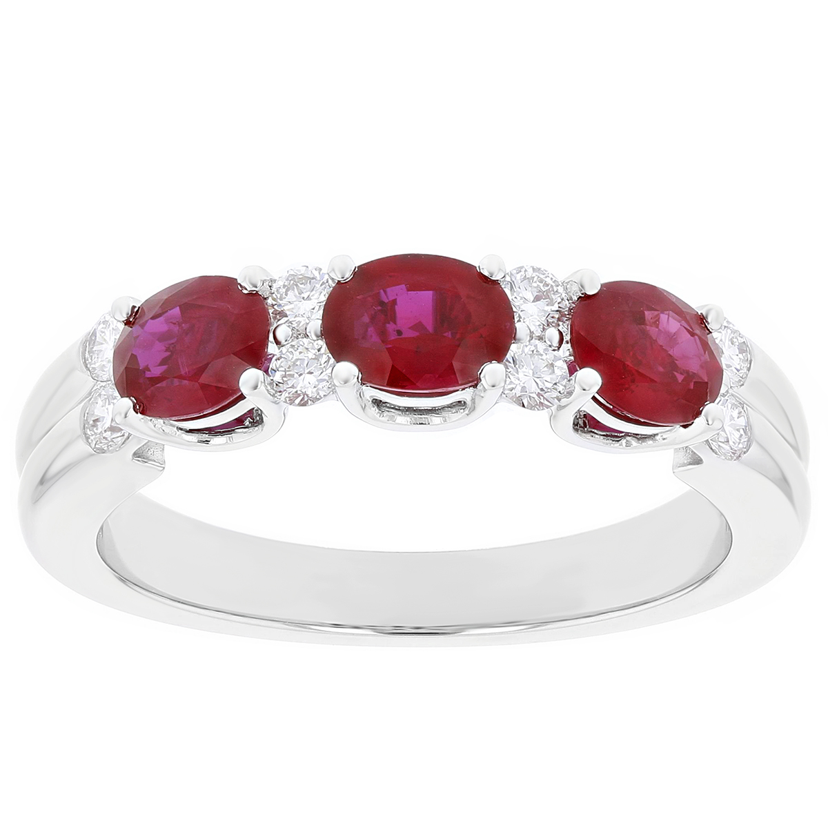 18K White Gold Oval Ruby & Diamond Alternating Ring | Borsheims