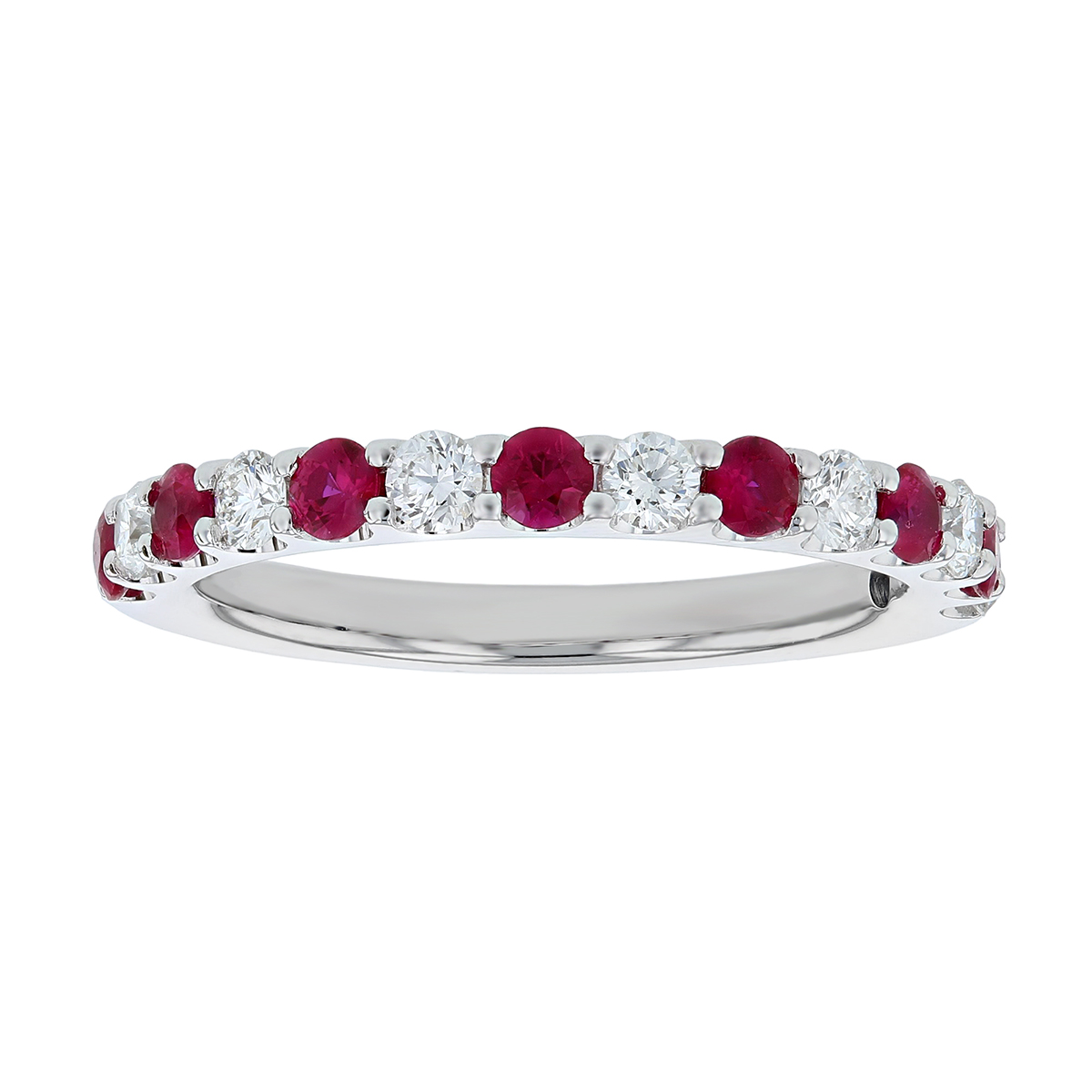 14K White Gold Round Ruby & Diamond Alternating Ring | Borsheims