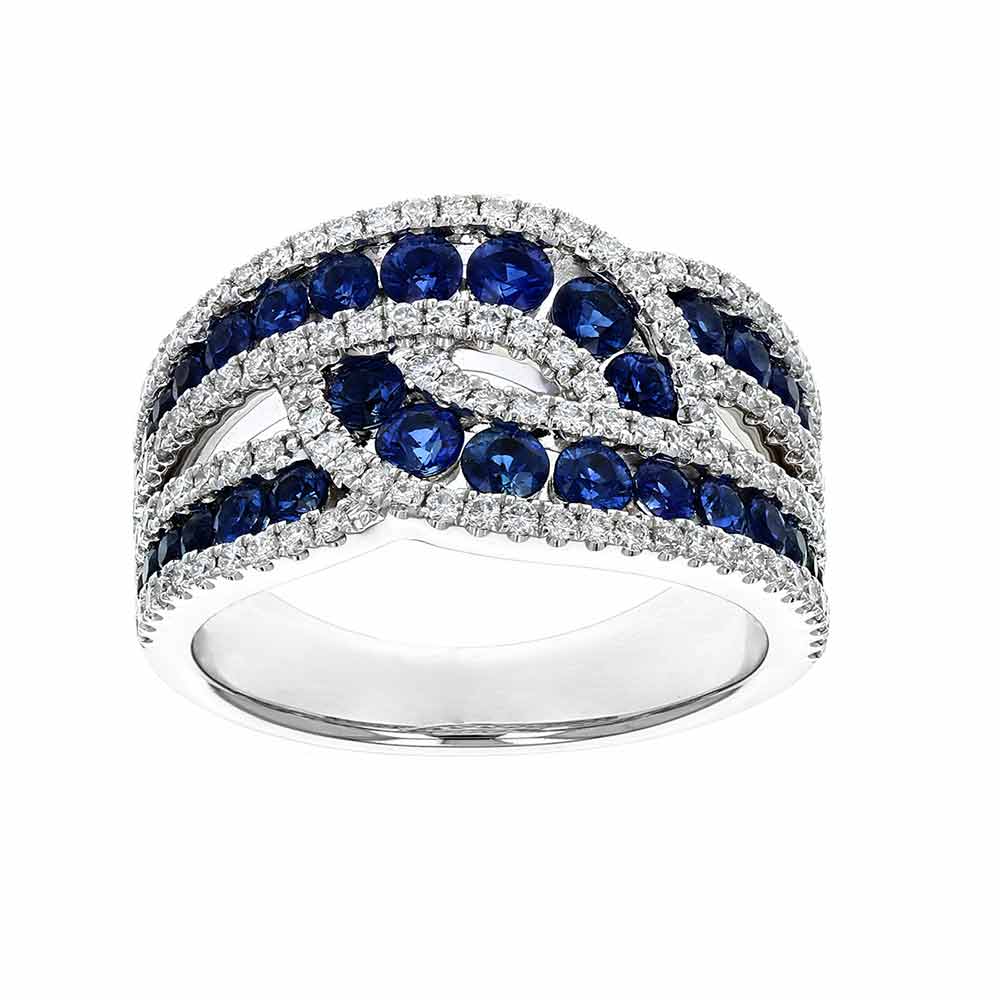 Sapphire & Diamond Crossover Twist Ring in White Gold | Borsheims