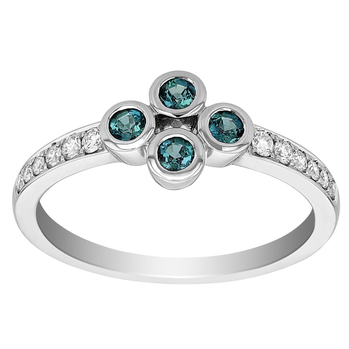 Alexandrite Cluster & Diamond Side Stone Ring in White Gold | Borsheims