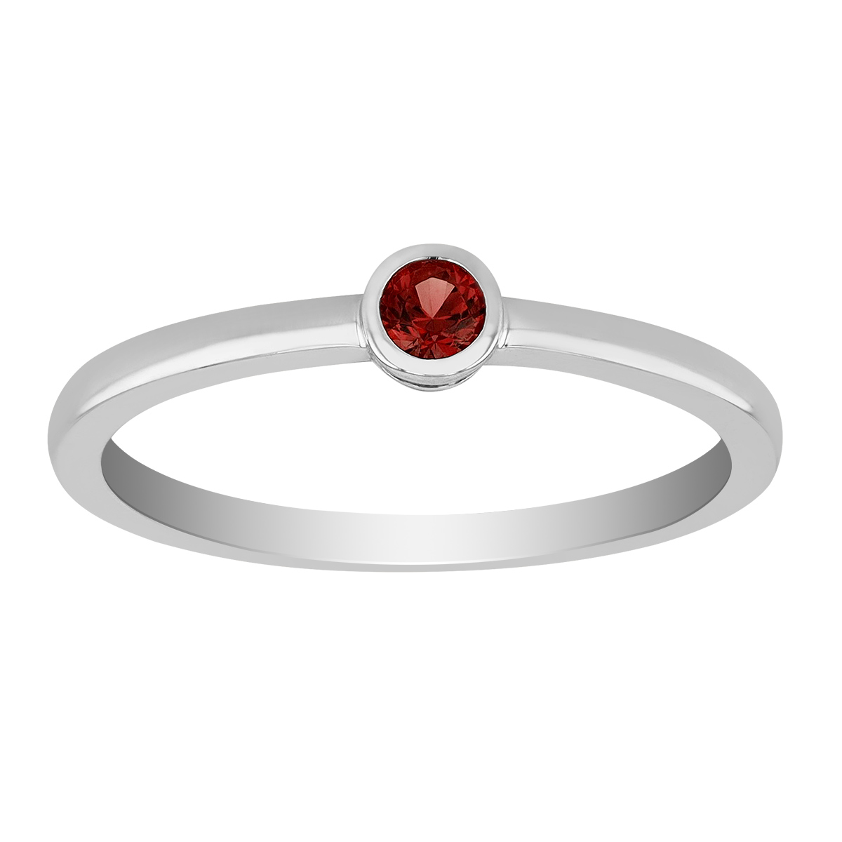 Round Garnet Bezel Set Ring in White Gold | Borsheims