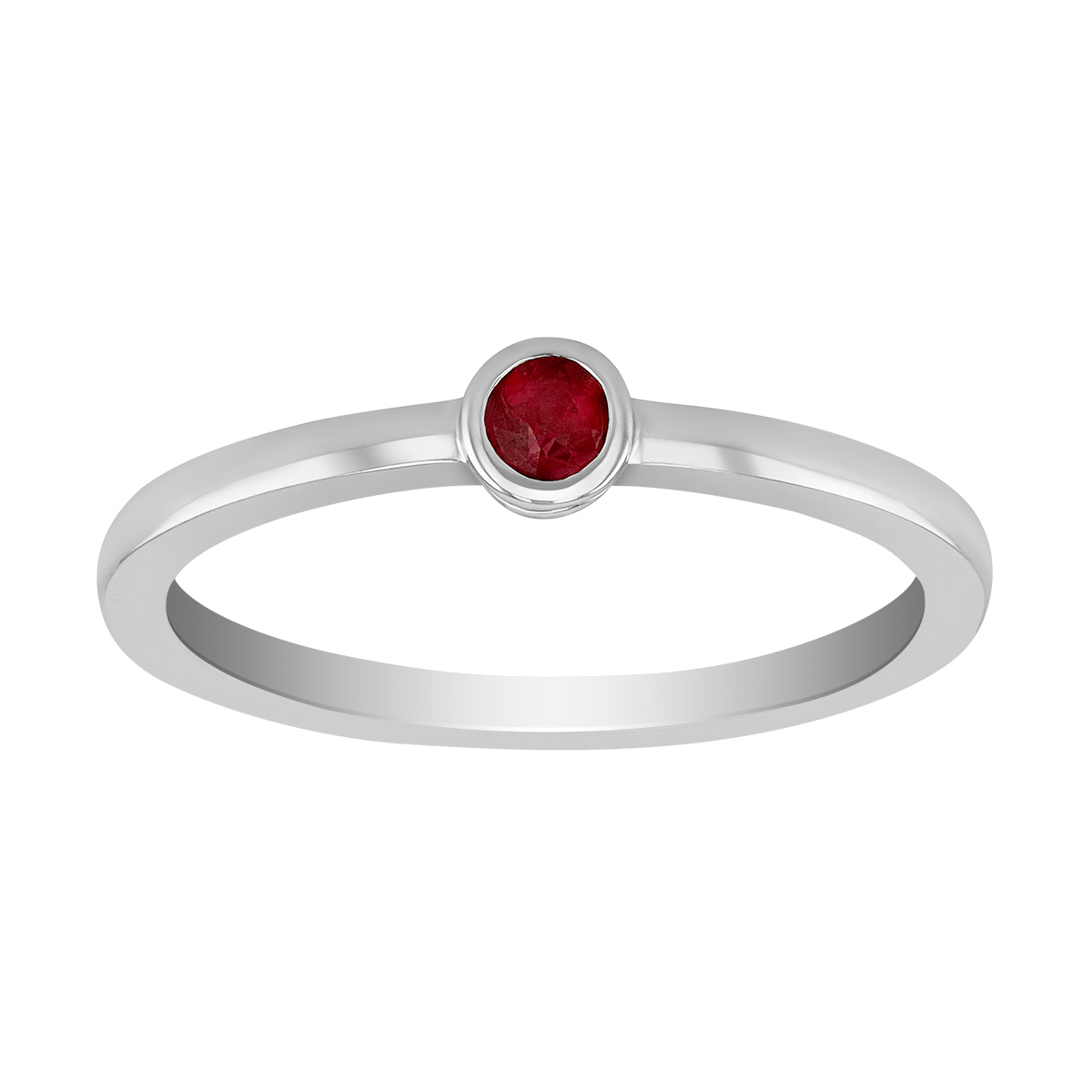 Round Ruby Bezel Set Ring in White Gold | Borsheims