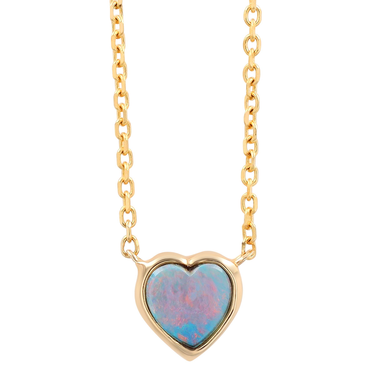 Opal Heart Bezel Set Necklace in Yellow Gold, 18" | Borsheims
