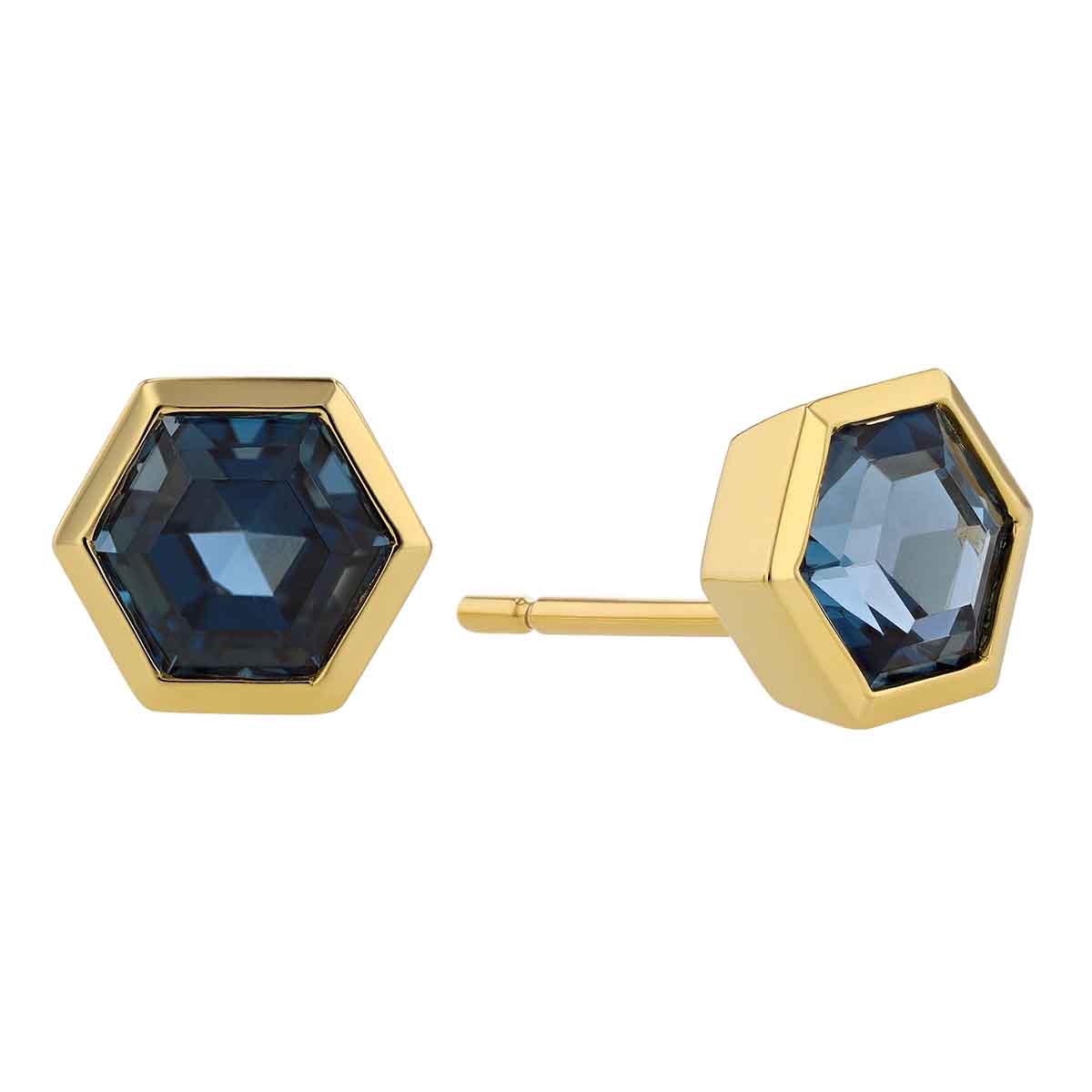 Hexagon Topaz Bezel Set Stud Earrings in Yellow Gold | Borsheims