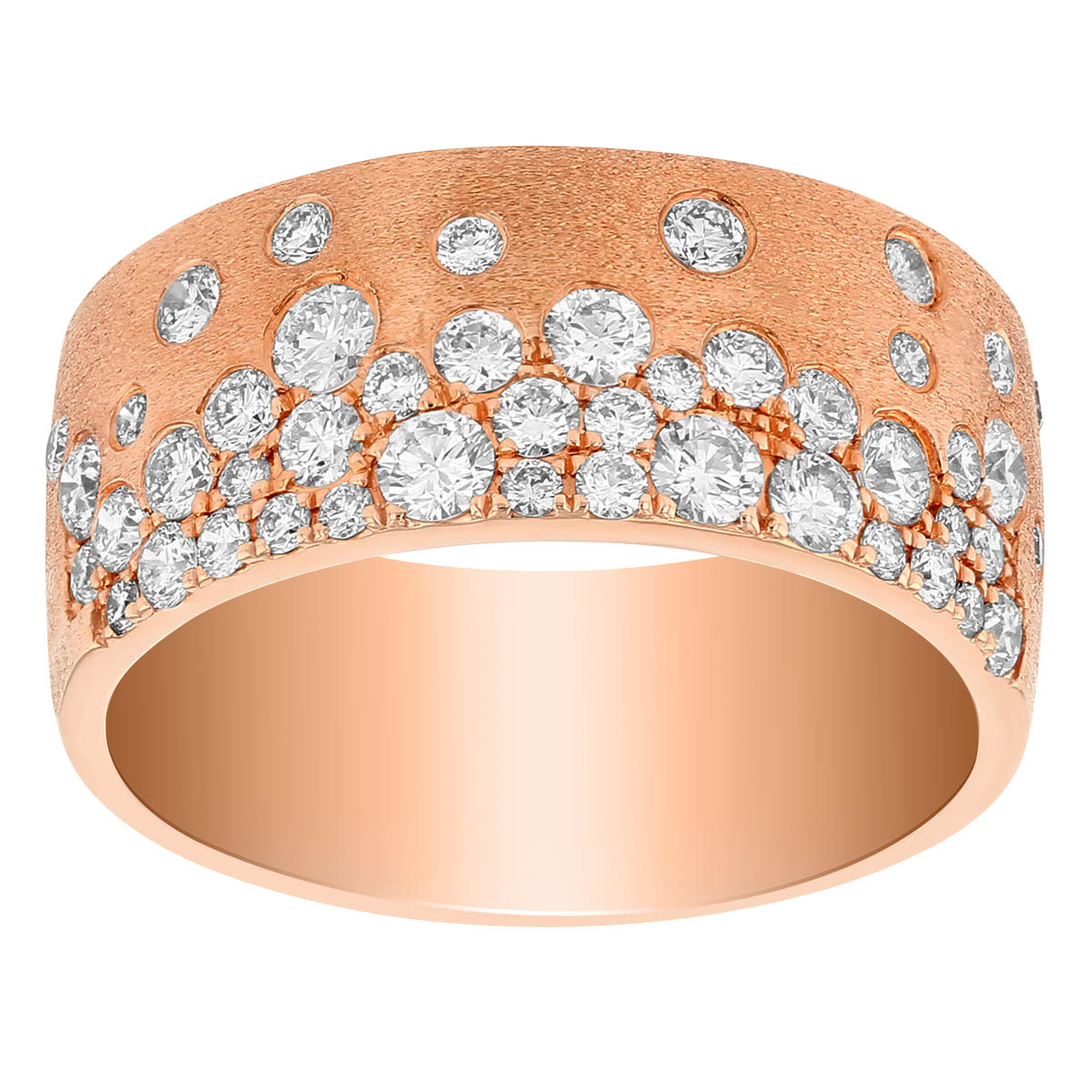 Diamond Flush Set Scatter Wide Band Ring in Rose Gold | Borsheims