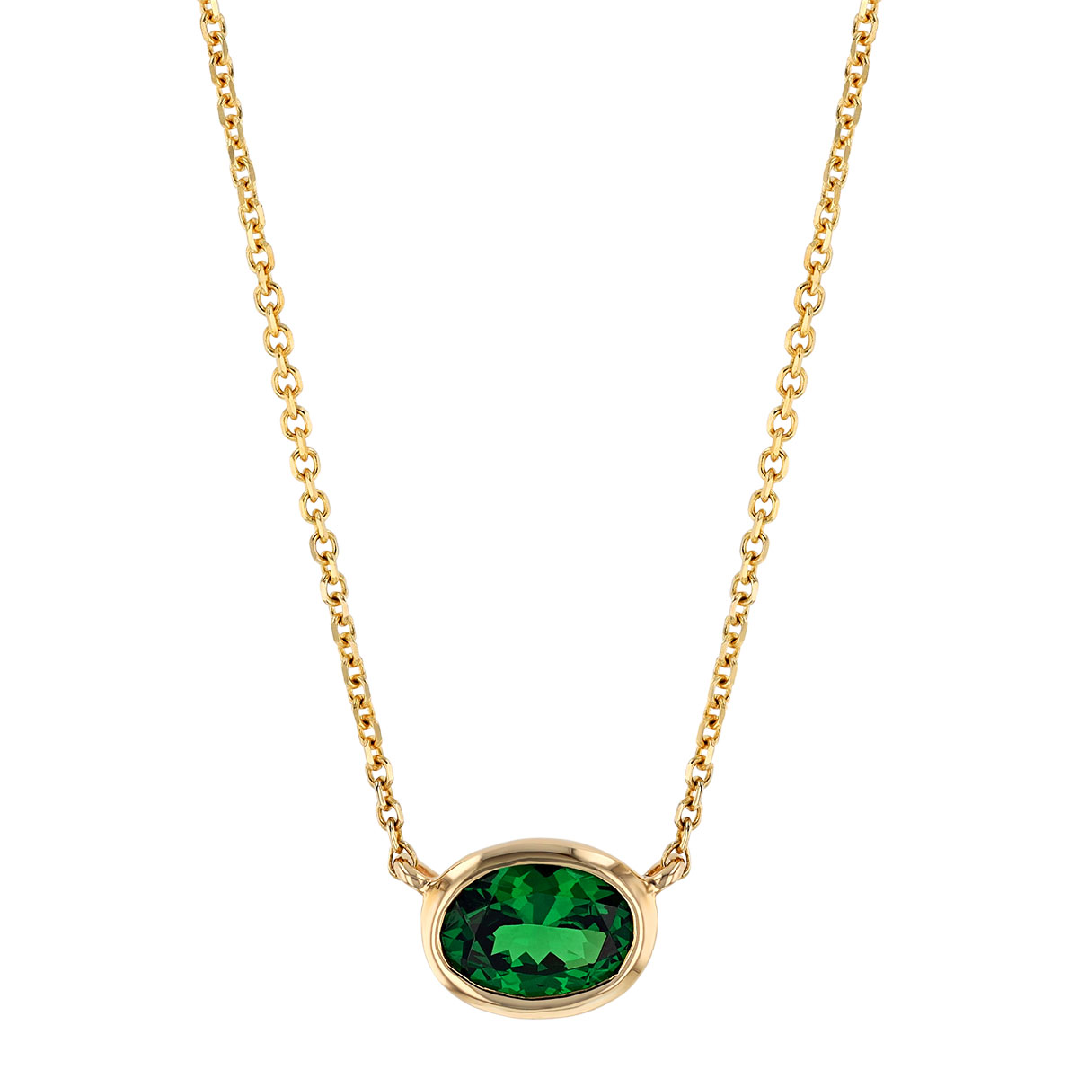 Oval Tsavorite Garnet Bezel Set Solitaire Pendant in Yellow Gold, 18 ... Oval Tsavorite Garnet Bezel Set Solitaire Pendant in Yellow Gold, 18 ...