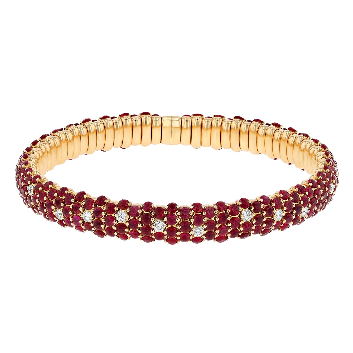 Zydo Ruby & Diamond Stretch Bracelet in Yellow Gold | PU19-65134 ...