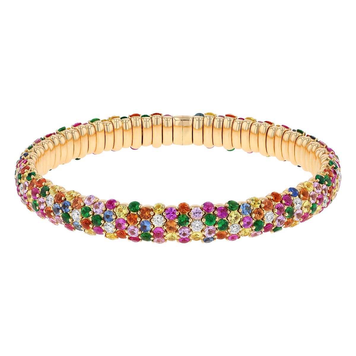 Zydo Sapphire, Tsavorite, & Diamond Stretch Bracelet in Yellow Gold ...