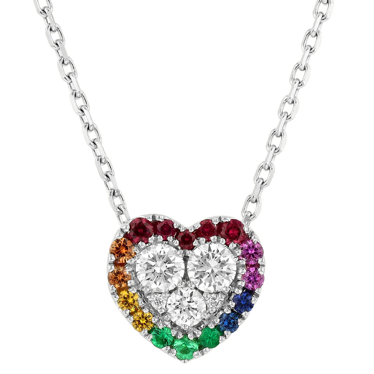 Frederic Sage Multicolored Sapphire & Diamond Cluster Heart Shaped ...