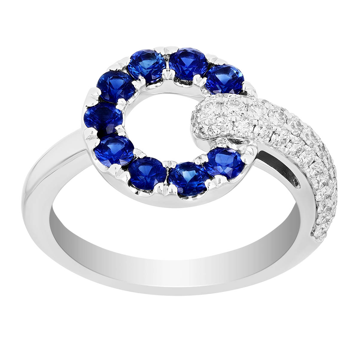 Sapphire & Diamond Pave Open Circle Ring in White Gold | Borsheims