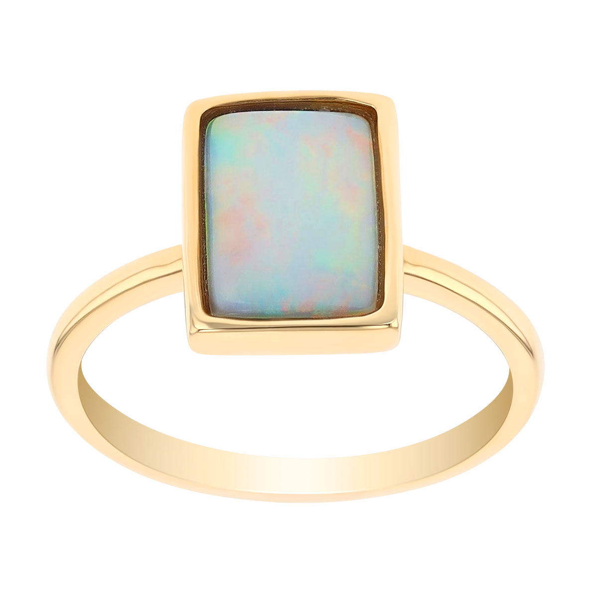 Rectangle Opal Bezel Set Ring in Yellow Gold | Borsheims