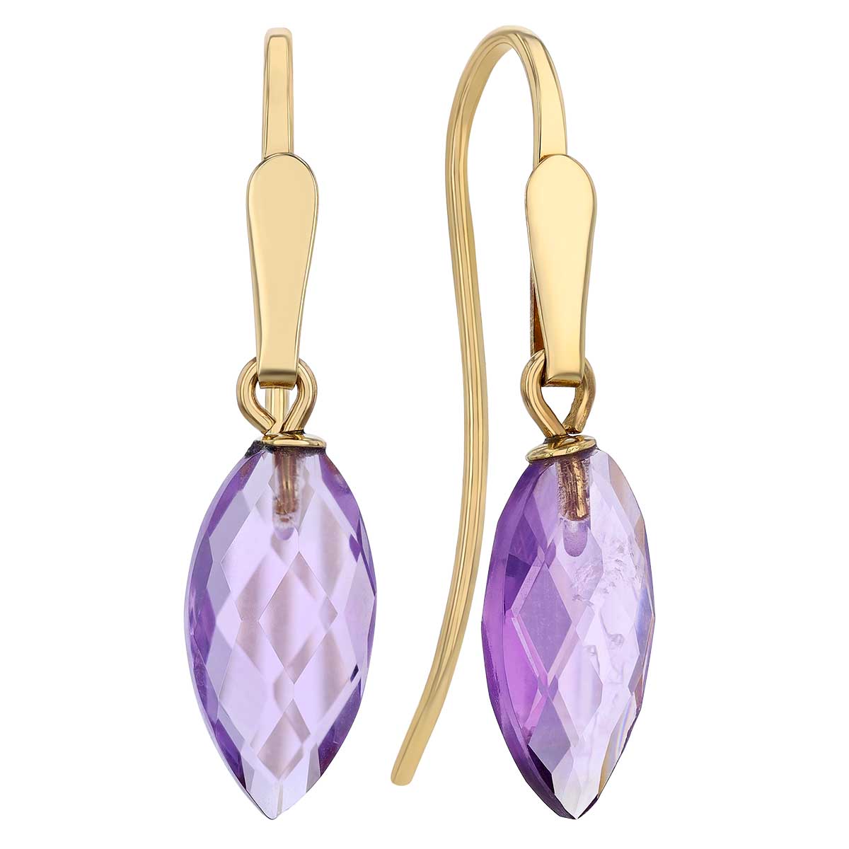Amethyst Briolette Dangle Earrings in Yellow Gold | Borsheims